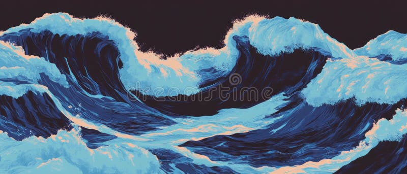 Flowing Blue Ocean Waves Create a Cinematic Pattern Texture from a Top ...