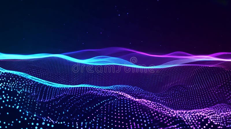 Flowing Blue and Purple Particles Create a Dynamic Wavy Surface ...