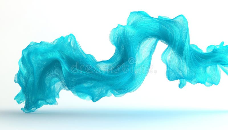 Flowing Blue Ribbon Effect Abstract Digital Art Dynamic Wavy Shape 3d ...
