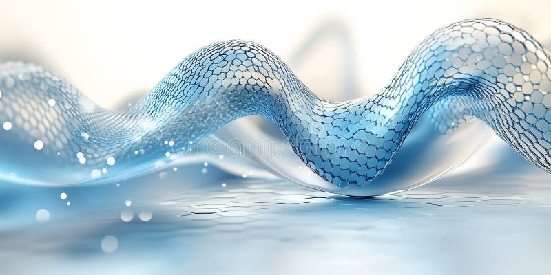 Flowing Blue Wave Pattern with Hexagonal Shapes and Shimmering ...