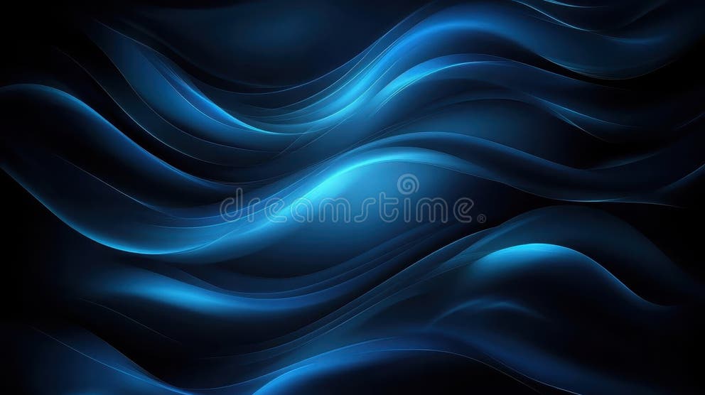 Flowing Blue Waves Create a Calming Abstract Background with Smooth Gradients and Subtle ...
