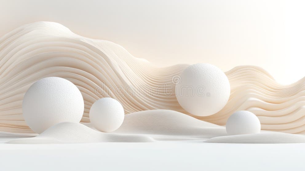 Flowing Cascade of White Eggs in a Wavy Pattern, Minimalist 3d Render ...