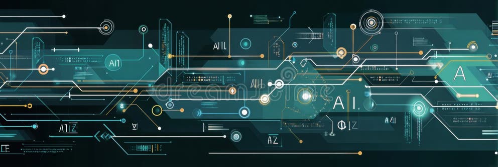 Flowing Characters and Logic Chains Depict AI Language Processing in a Dynamic Digital Space ...