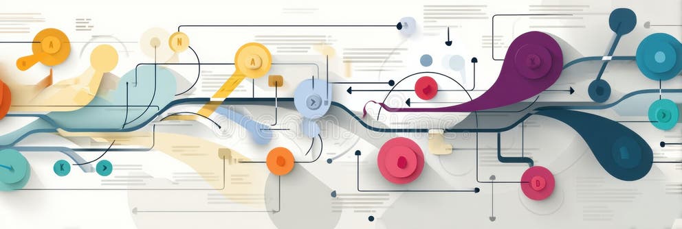 Flowing Characters and Logic Chains Illustrate Advanced AI Language Processing Concepts in a ...