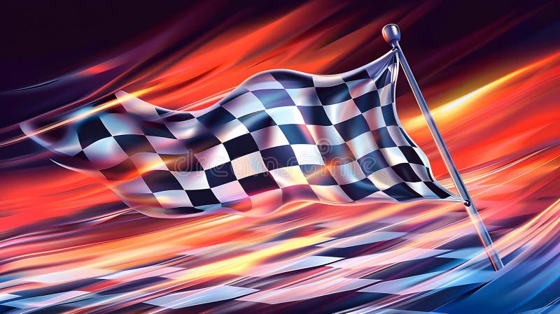 Flowing Checkered Racing Flag Stock Illustration - Illustration of ...