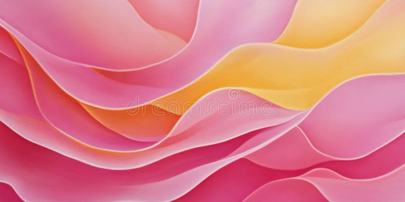 A Flowing Composition of Pink and Orange Abstract Fabric Waves with a ...