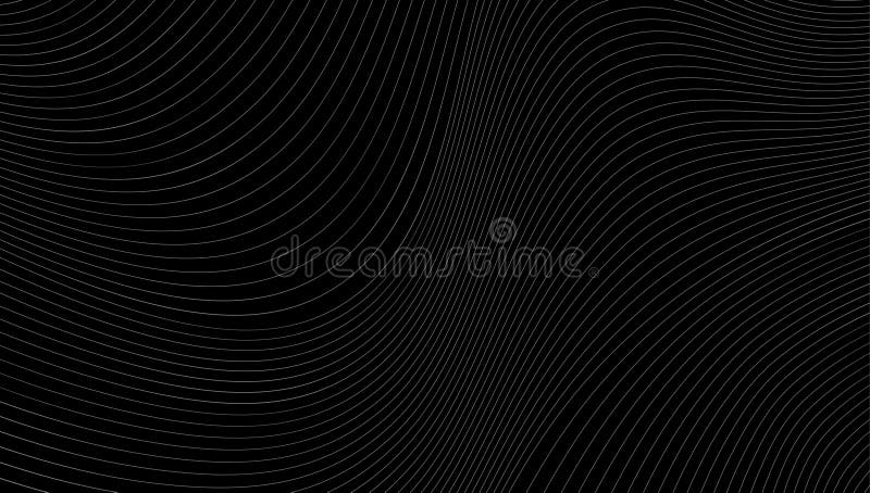 Soft Curved Lines Pattern on a Black Background. Vector Pattern Stock ...