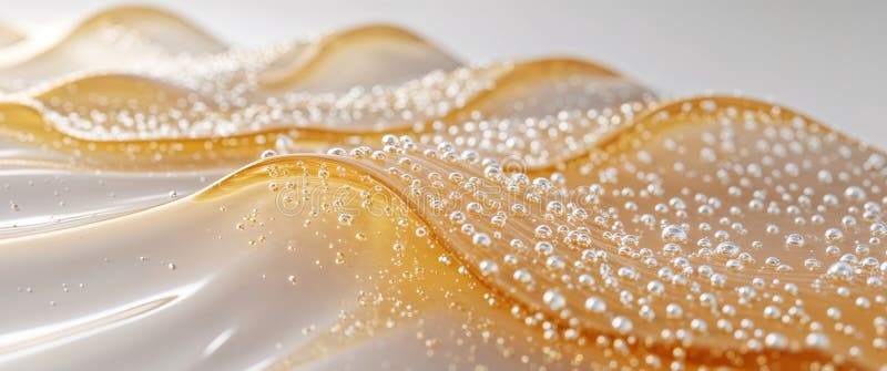 A Flowing and Curved Liquid with Golden Color and Bubbles Stock Image ...