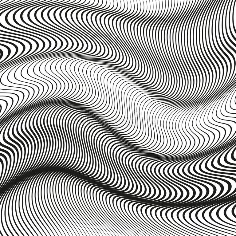 Flowing Curved Pattern. Abstract Vector Waves. Dynamic Optical Shape ...