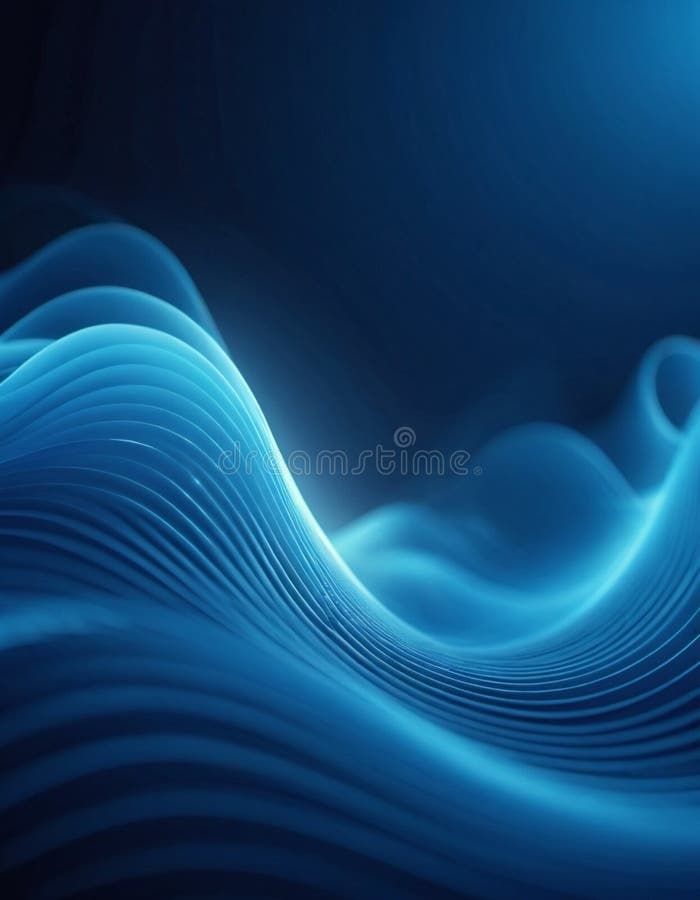 Flowing 3D Blue Waves Create an Abstract Representation of Fluid ...