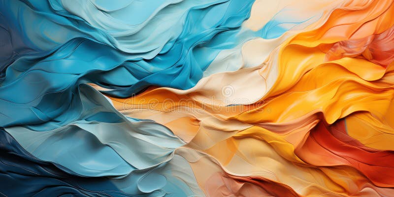Flowing Digital Art Color Waves Blue Orange Ai Generation Stock Photos ...