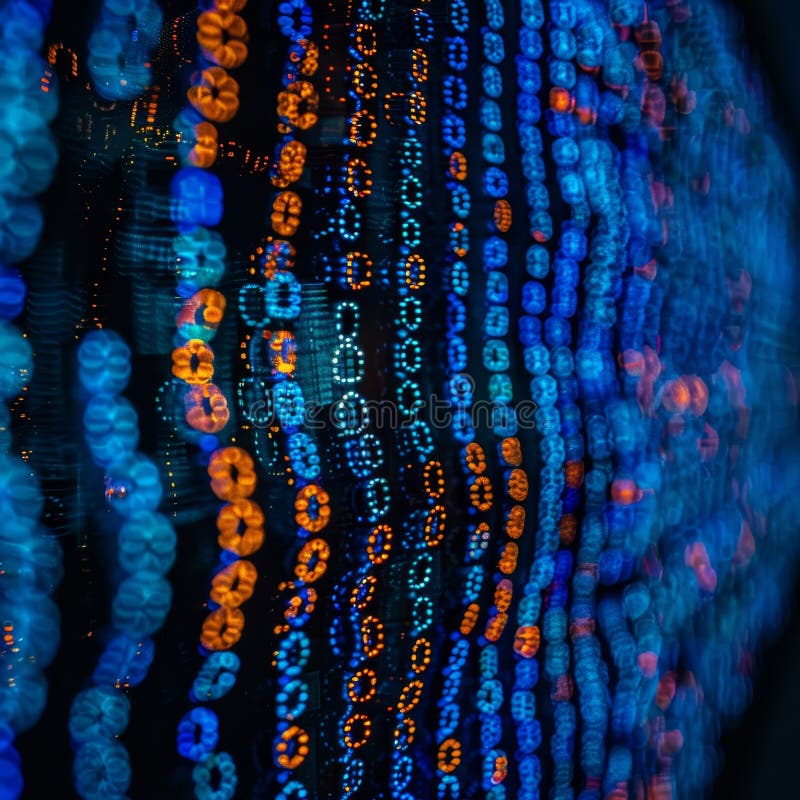 Flowing Digital Code Streams Background. Cybersecurity or Programming Concept Image in Blue ...