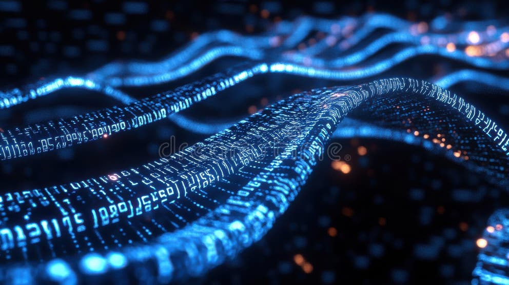 Flowing Digital Matrix with Dynamic Blue Light Patterns for Futuristic ...