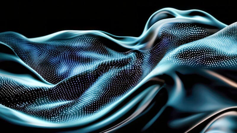 A Flowing Digital Wave of Glowing Blue Particles Creates a Futuristic ...
