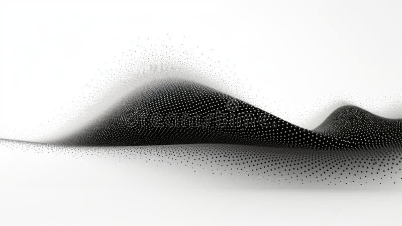 Flowing Dots Particles Wave Pattern 3D Curve Halftone Black Gradient ...