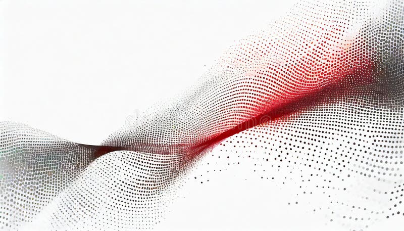 Flowing Dots Particles Wave Pattern 3D Curve Halftone Red Gradient ...