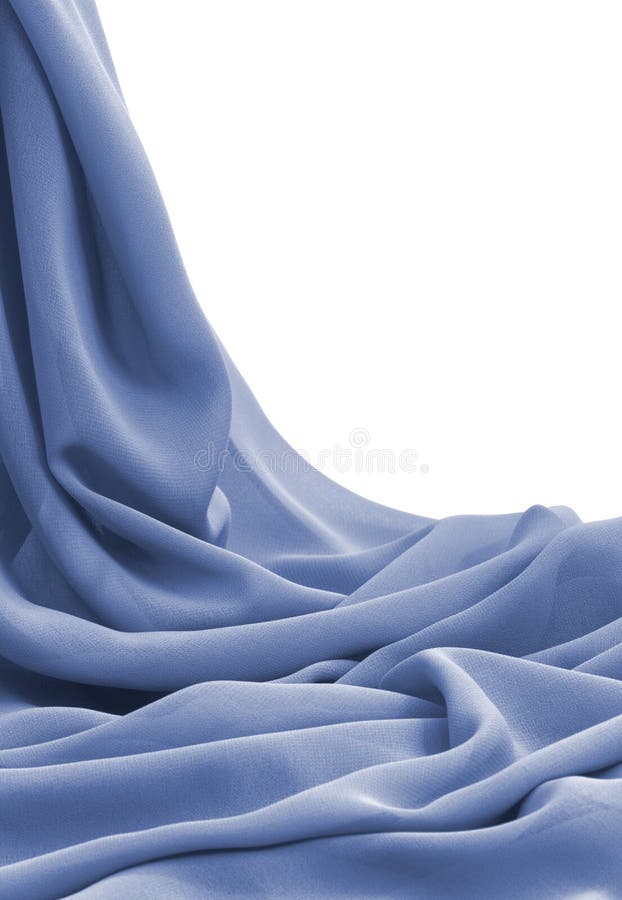 Flowing Drape Soft Blue Fabric, Isolated on White Stock Photo - Image ...
