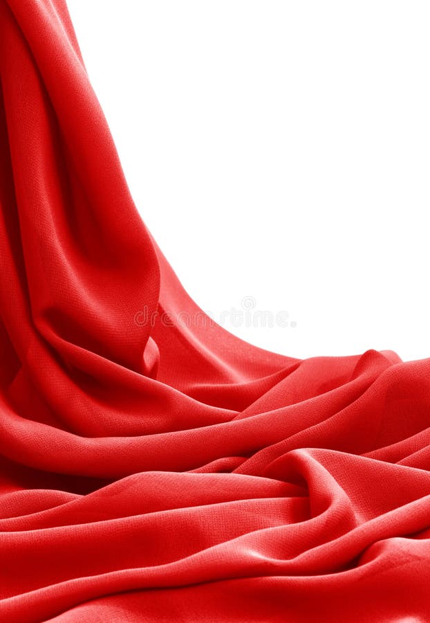 Flowing Drape Soft Red Fabric, Isolated on White Stock Photo - Image of ...