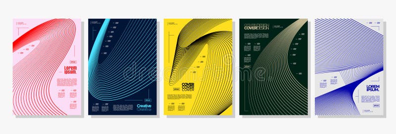 Flowing Dynamic Digital Stripe Line Cover Design Bundle Stock Vector ...