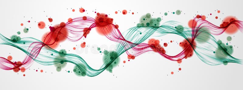 Flowing Energy Particles, Double Split Wave of Blended Dots. Curved ...