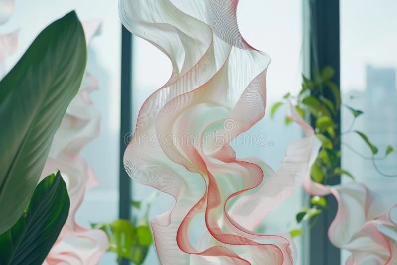 Flowing Fabric Sculpture, Abstract Art Installation, Delicate Textile ...