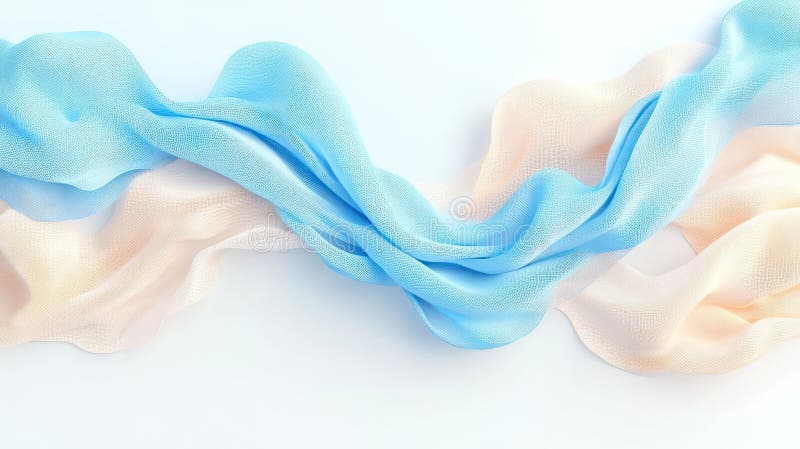 A Flowing Fabric in Soft Blue and Peach Hues, Creating a Gentle ...