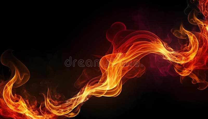 Flowing Flames of Fire Dancing in the Dark with Abstract Light Trails ...