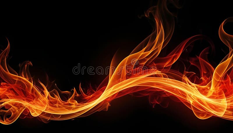 Flowing Flames of Fire Dancing in the Dark with Abstract Light Trails ...