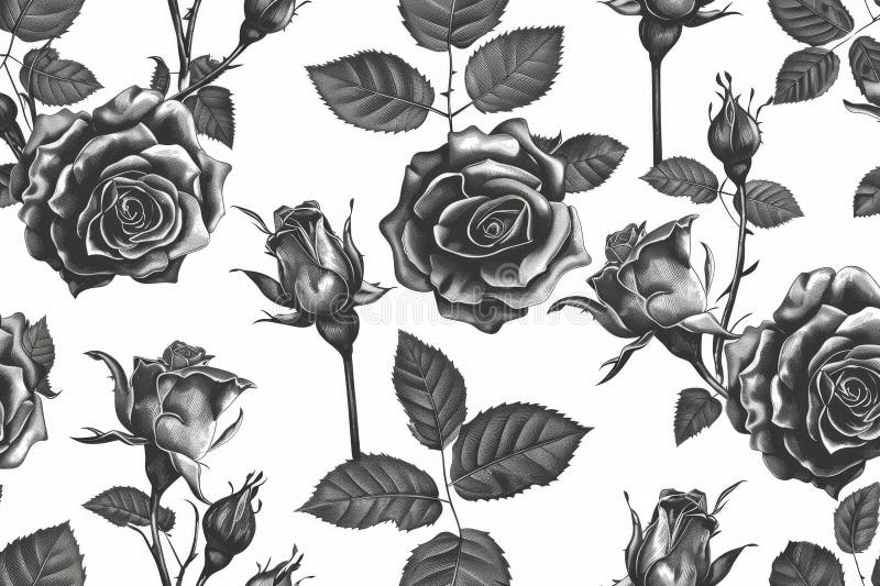 Flowing Floral Modern Pattern with Roses. Hand Painted Modern ...