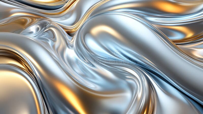 Flowing Forms in Abstract 3D Design Exhibit Seamless Blend of Metallic ...