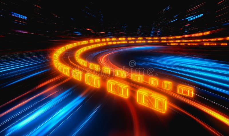 Flowing Glowing Binary Code in a Futuristic Digital Data Stream ... Flowing Glowing Binary Code in a Futuristic Digital Data Stream ...