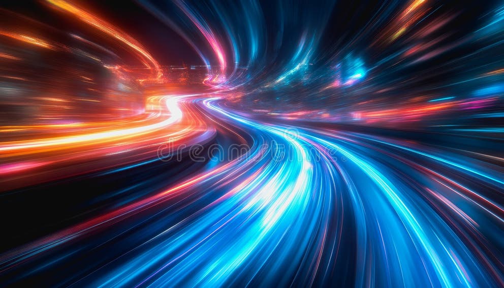 Flowing Glowing Binary Code in a Futuristic Digital Data Stream ...