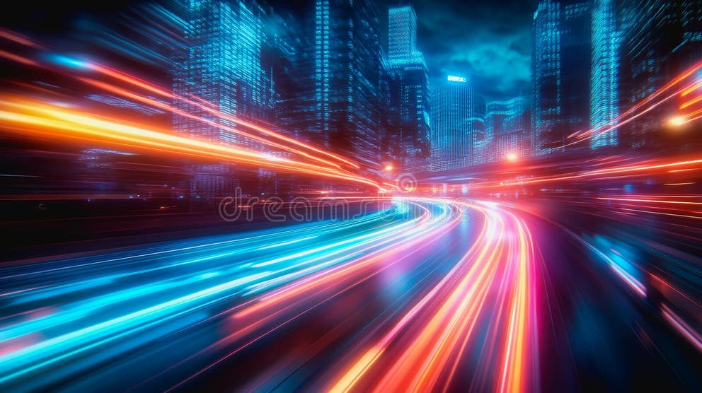 Flowing Glowing Binary Code in a Futuristic Digital Data Stream Environment Stock Photo - Image ...