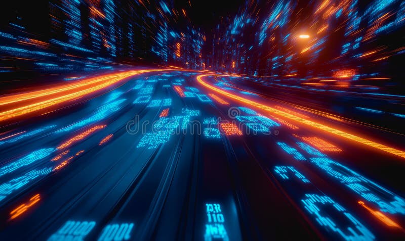 Flowing Glowing Binary Code in a Futuristic Digital Data Stream ... Flowing Glowing Binary Code in a Futuristic Digital Data Stream ...