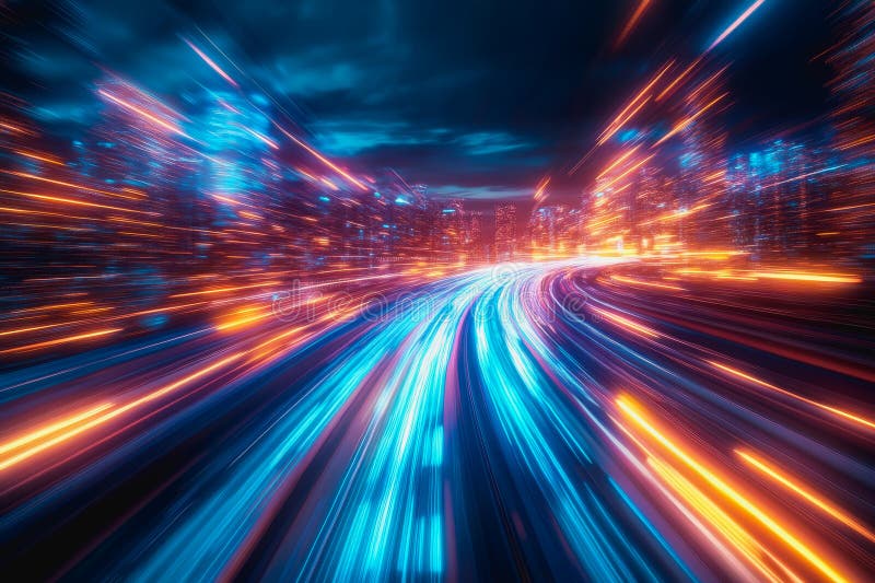 Flowing Glowing Binary Code in a Futuristic Digital Data Stream ...