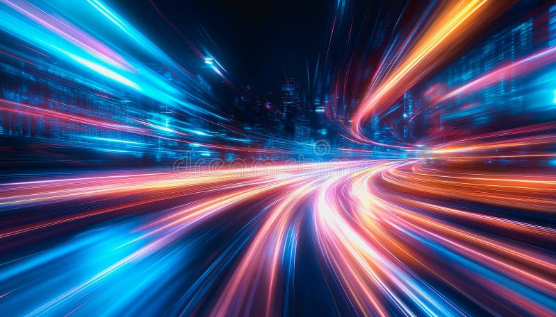 Flowing Glowing Binary Code in a Futuristic Digital Data Stream ...