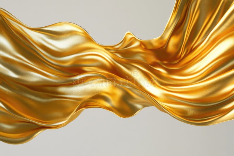 A Flowing Gold Fabric Set Against a Pure White Background Stock Photo ...