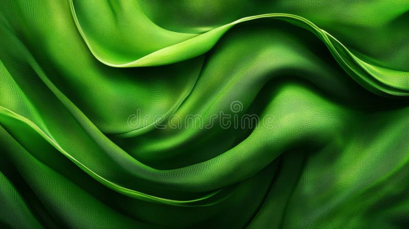 Flowing Green Fabric Background a 3D Rendered Abstract Design with ...