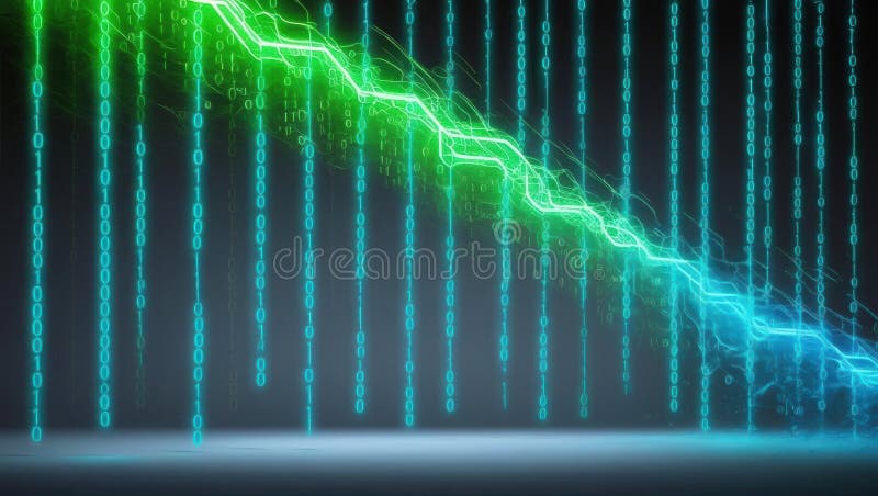 Flowing Green Line with Dynamic Binary Code Effect Representing Data Processing Stock Photo ...