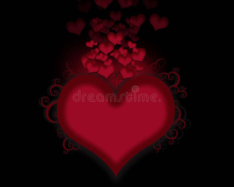 Flowing Hearts on Glowing Purple Background Stock Illustration ...