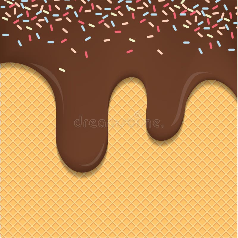 Flowing Ice Cream On Wafer Texture Sweet Food Vector Background Design