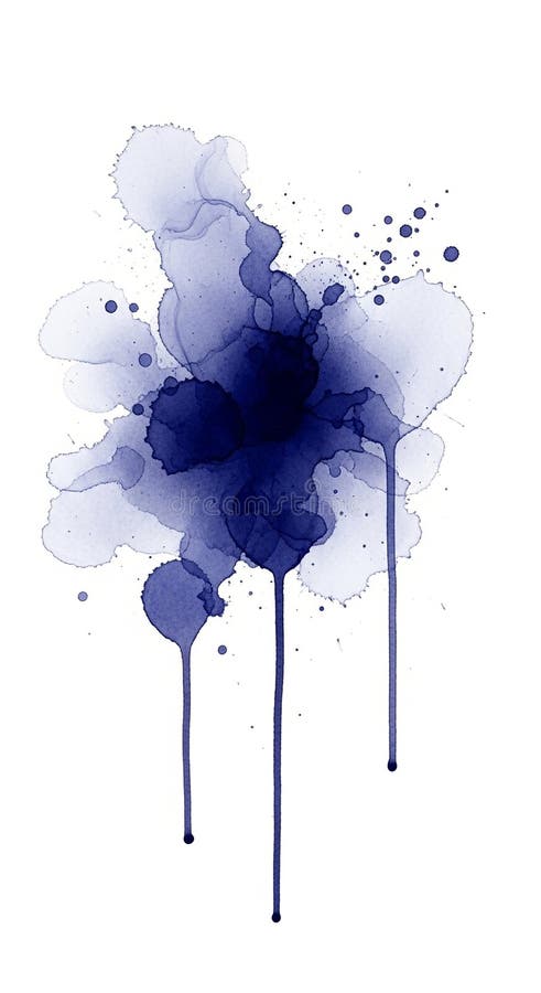 Flowing Indigo Watercolor Abstract. Stock Image - Image of blue ...