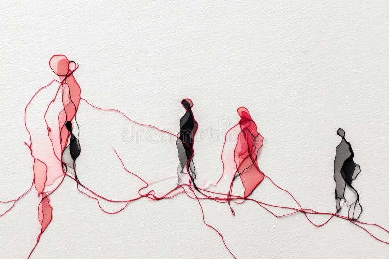 Flowing Ink Lines Create Minimal Human Figures in Abstract Art Piece ...