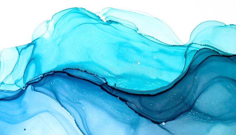 Flowing Layers of Translucent Blue and Teal Ink Create an Ethereal ...