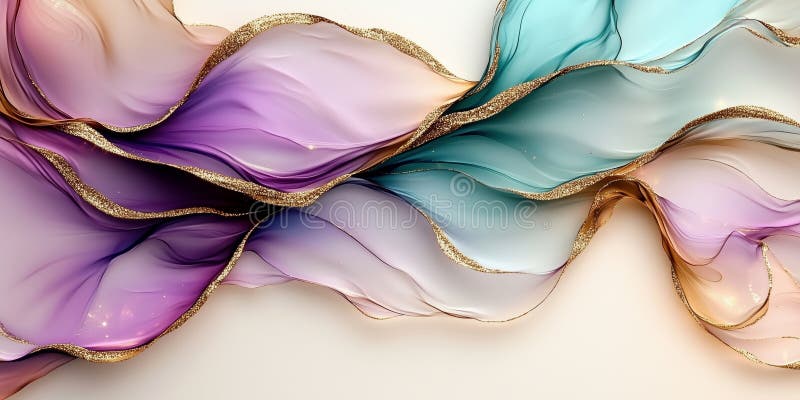 Flowing Layers of Translucent Fabric with Gold Glitter Accents Stock ...