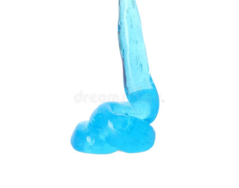 Flowing Light Blue Slime on Background. Antistress Toy Stock Photo ...