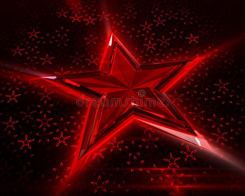 Flowing Light Red Stars on Red Background Stock Illustration ...