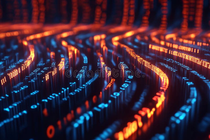 Flowing Lines, Binary Code, and Network Connections Create an Abstract Representation of Big ...