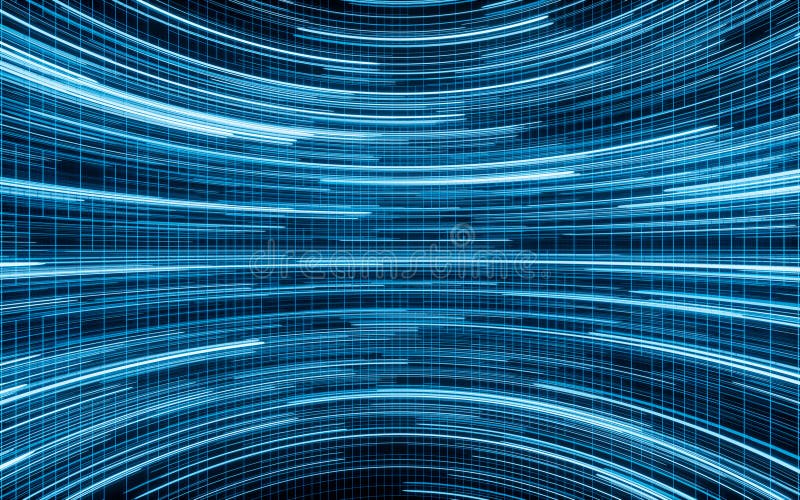 Flowing Lines with Digital Cyberspace, 3d Rendering Stock Illustration ...