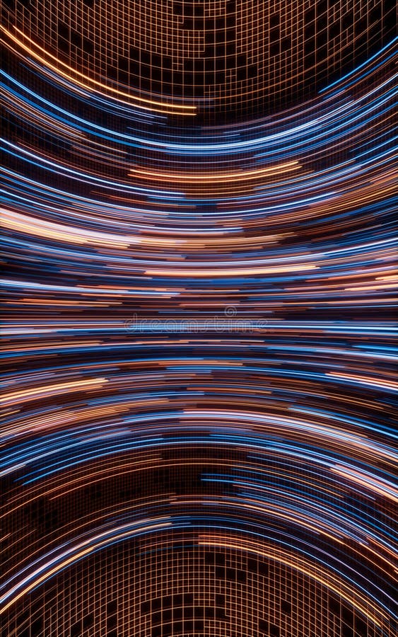 Flowing Lines with Digital Cyberspace, 3d Rendering Stock Illustration ...